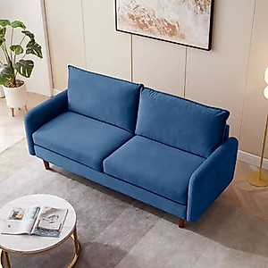 Hdxdkog Velvet Loveseat Sofa, 69'' Mid Century Modern Small Love Seats Furniture Comfy Couch for Living Room, Upholstered 2 Seater Sofa for Small Apartment (Blue)