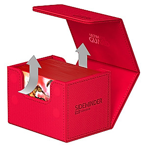 Ultimate Guard Sidewinder 100+, Deck Box for 100 Double-Sleeved TCG Cards, Red, Magnetic Closure & Microfiber Inner Lining for Secure Storage