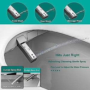 Aquatiz Elongated Smart Toilet Seat, Electronic Heated Toilet Seat, Self-Cleaning Nozzle, Temperature Controlled Wash, Air Dryer, Deodorizer, LED Light, Multi-mode Wash, (Panel Control)