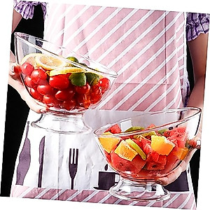 DECHOUS 3pcs Diagonal Salad Bowl glass dessert cups angled pasta bowls parfait cups fruit containers plastic salad bowl mixed salad Fruit Bowl Trifle Bowl Household Dessert Bowl deep bowl