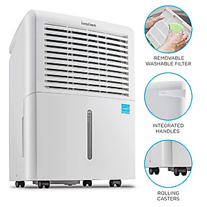 Ivation 4,500 Sq Ft Smart Wi-Fi Energy Star Dehumidifier with App, Continuous Drain Hose Connector, Programmable Humidity, 2.25 Gal Reservoir for Medium and Large Rooms (4,500 Sq Ft With Pump)