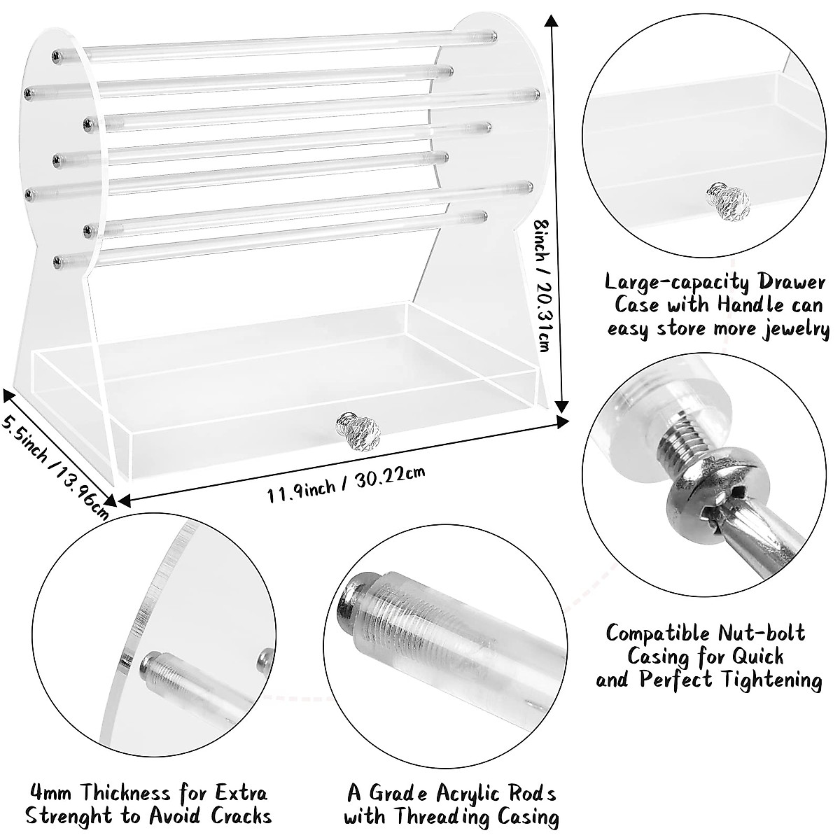OAOLEER Headband Holder, Clear Jewelry Organizer for Teen Girl Women Gifts, The Perfect Headband Display Organizer (Acrylic with Drawer)