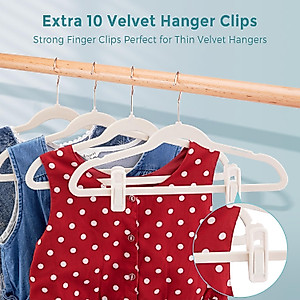 Tonswachic Baby Velvet Hangers 30 Pack - 11'' Inch Premium Non Slip Kids Felt Hangers for Clothes - Ultra Thin Baby Felt Hangers for Toddler Kids' Closet with 10 Hanger Clips - Beige