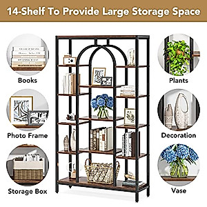 Tribesigns 5-Tier Bookshelf, Industrial Tall Bookcase Book Shelf Organizer Freestanding Open Display Shelves for Bedroom Living Room Home Office, 70.8" H x 39.4" L, Rustic Brown