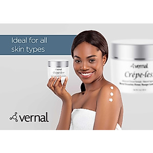 Vernal Crepe-less crepey skin firming cream to reduce crepey arms, neck & hands. Organic tightening cream to reduce thin wrinkled skin on arms, neck and body. Made in USA (4 Oz)