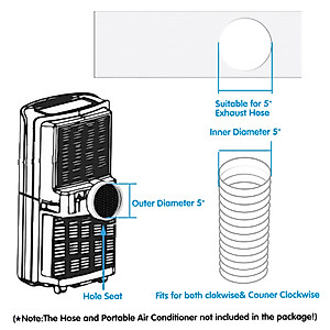 Air Jade Portable Air Conditioner Window Kit, Universal Fit AC Exhaust Hose of 5" Diameter, Sliding Window Vent Kit with Foam Seal Strip, Adjustable AC Window Kit for Mobile Air Conditioner
