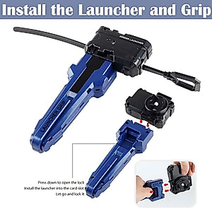 Bey Battling Blade X BX-01 Dran Sword with Spinning Gyro Launcher and Handle Grip Battling Tops Game Gifts for Kids Boys Children - Blue