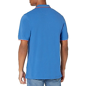 Amazon Essentials Men's Regular-Fit Cotton Pique Polo Shirt (Available in Big & Tall), Blue Red White Stripe, X-Large