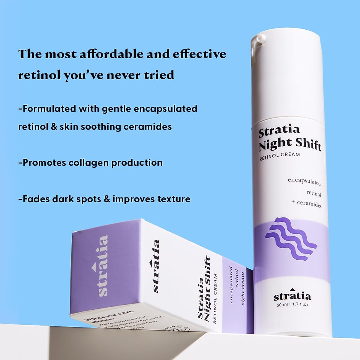 Stratia Night Shift - Age-Defying Night Cream with Encapsulated Retinol - Formulated for All Skin Types, 1.7 Fl Oz