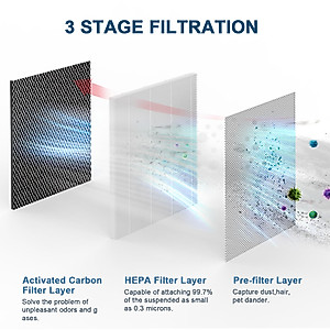 Replacement Filters 2 Pack,3-in-1 Filters Compatible with 25 Air Purifier Series Filter S1/W1/B1, H13 True HEPA and Activated Carbon Filters
