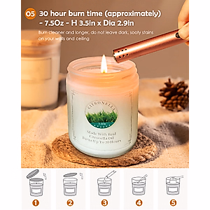 Citronella Candles Outdoor Indoor | Handmade Home Scented Jar Candles Gift Set for Women Men | Soy Wax Candles Aromatherapy Candle for Home Garden Patio Perfect for Christmas Valentine's Day Birthday