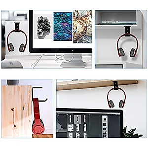Cosmos 2 Pcs Headphone Hanger Mount Under-Desk Headset Hanger Hook Earphone Holder Wall Mount Hooks with Adhesive Tape & Screw Set Compatible with PC Gaming DJ Headset, Acrylic (Solid Black)