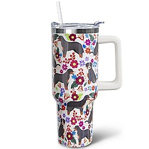 puhnhsv 40 oz Bernese Mountain Dog Tumbler with Handle, Insulated Cup Bernese Mountain Lovers Gifts