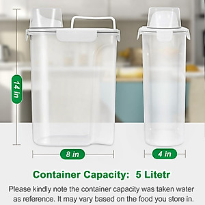 TBMax Airtight Rice Container 8 Lbs -10 Lbs, Cereal Container Dispenser, Pet Cat Dog Food Storage Container, Plastic Kitchen Pantry Food Storage Container with Cup -White