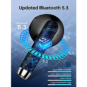 Wireless Earbud Bluetooth 5.3 Headphones with Clear Sound, 40H Playtime, Sport Earbud Touch Control with LED Digital Display, IP7 Waterproof Bluetooth Earphones Built-in Mic for Android iOS Workout