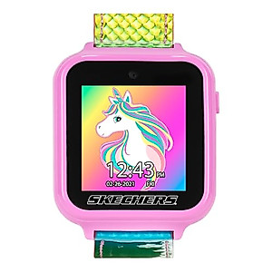 Skechers Kids Smart Watch with Rainbow Iridescent Strap, Games, Camera, & Fitness Tracker – Fun & Colorful Digital Watch with Touchscreen, Alarm, and Step Counter, Perfect for Everyday Wear and Play