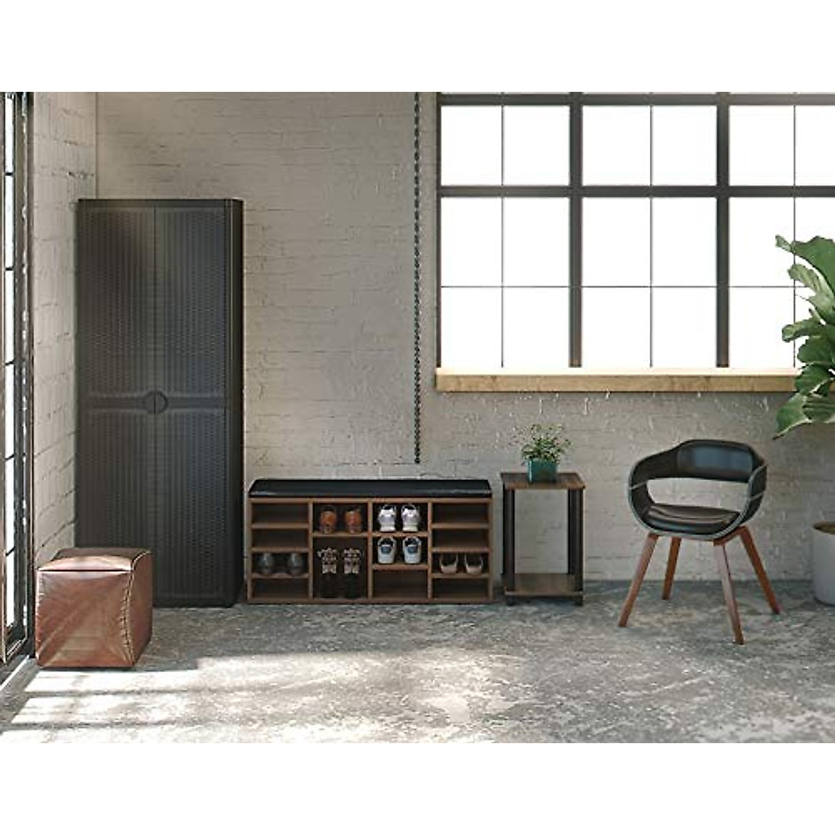 FURINNO Turn-N-Tube Haydn End Table, 1-Pack, Walnut/Brown