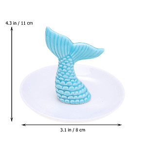 TOPBATHY Mermaid Tail Jewelry Ring Tray Ceramic Jewelry Dish Earring Necklace Rings Organizer Home Decoration Wedding Christmas Birthday Gift
