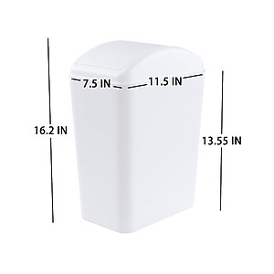 Uumitty 3 Packs Swing Top Waste Container for Home and Kitchen, Plastic Slim Trash Can with Lid, 4.5 Gallon Capacity, White