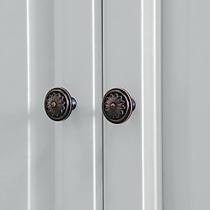 4 Pack - Oil Rubbed Bronze Cabinet Hardware knobs,1.4" Diameter Round Bronze Hardware for Cabinets, Cabinet Hardware Oil Rubbed Bronze,Flower Bronze knob for Dresser Drawers