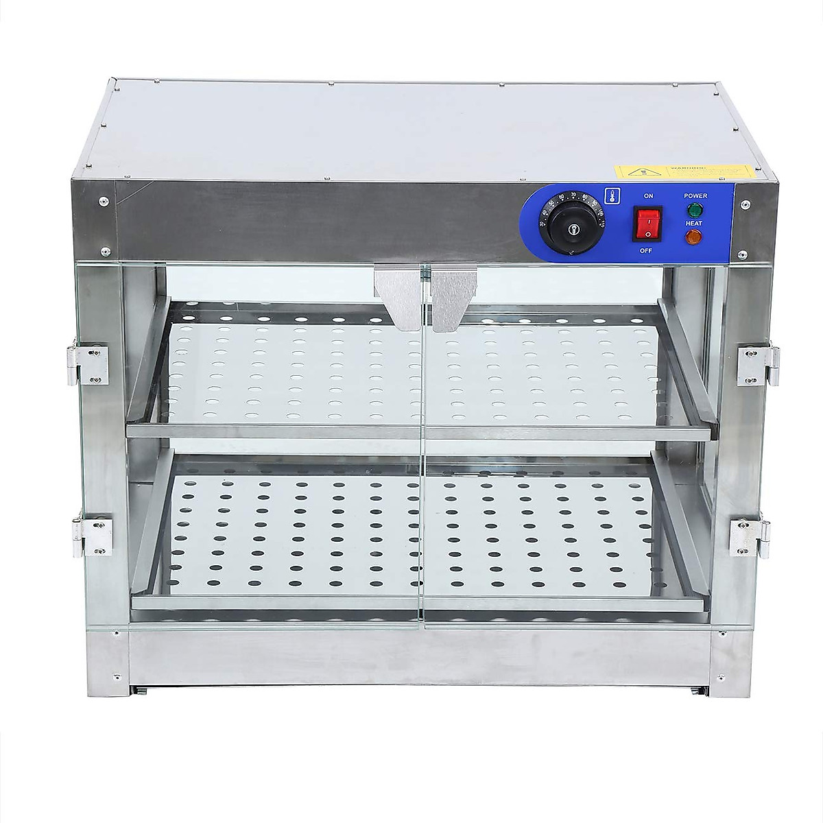 Samger 24-Inch Commercial Food Warmer Display, 2-Tier Glass Food Warmer Case, 800W 110V Adjustable Temperature 86-230℉, Tempered-Glass Door Pastry Display Case Restaurant Heated Cabinet