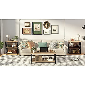 FATORRI Small Bookcase, Wood and Metal Low Short Bookshelf, Industrial Book Case and Rustic Book Shelf for Small Space (Rustic Oak)