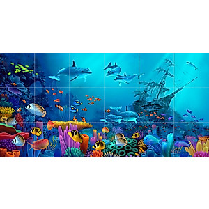 Ceramic Backsplash Tile Mural Dolphin Whale Underwater Ocean Fish Kitchen/Bathroom/Shower - Coral Garden - David Miller