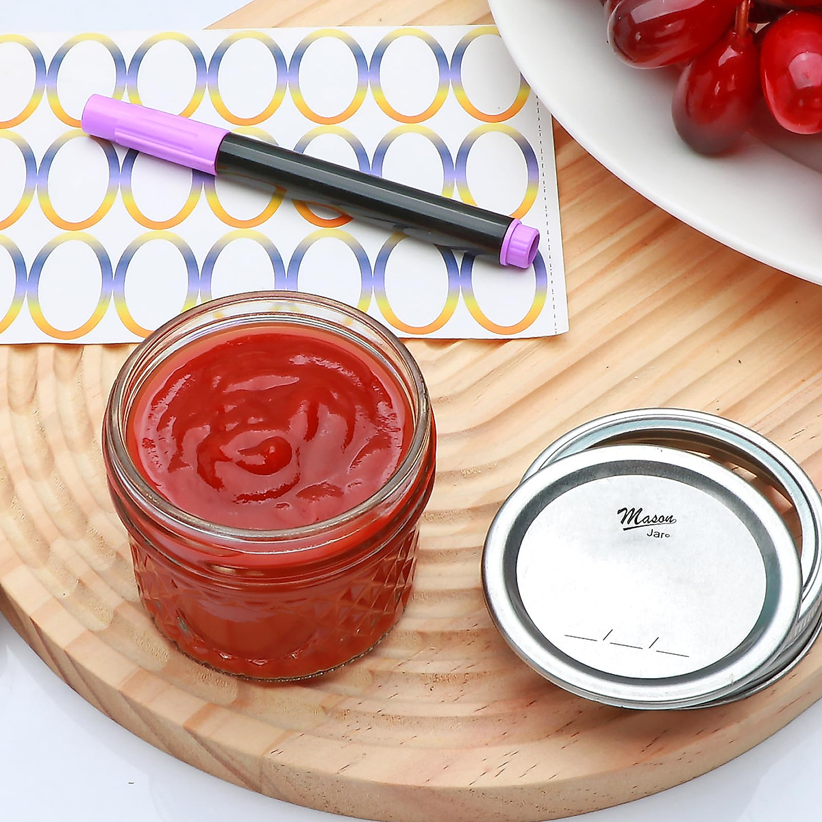 Datttcc 4 oz Mason Jars, Mini Glass Jars, Small Mason Jars with Silver and Yellow Lids for Honey, Jams, Seasonings, for Kitchen, Bathroom, Gift Giving, Pack of 16