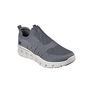 Skechers Men's Glide-Step Flex Sneaker, Charcoal Knit Trim, 9
