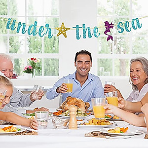 Under the Sea Banner - Mermaid Party Decorations, Kids Mermaid Themed Birthday Party Decorations, Mermaid Backdrops Photo Booth Props