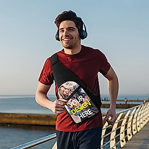 Custom Sling Bag, Personalized Crossbody Shoulder Backpack with Image Text, Customized Walking Cycling Travel Chest Pack for Men Women