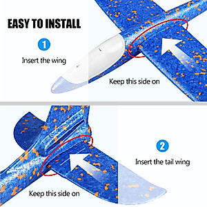 Toyly 2 Pack LED Airplane Toys,17.5" Large Throwing Foam Plane,2 Flight Mode Glider Plane,Outdoor Toy for Kids,Flying Toy for Kids,Gift Toys for Boys Girls 3 4 5 6 7 8 9 Year Old