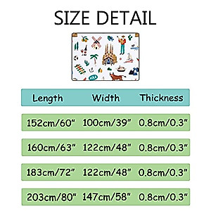 ZHIMI Rug Colored Spanish Culture Pattern White Area Rug Non-Slip Living Room Carpet Accent Large Floor Mat Soft Microfiber Nursery Playmat for Babies