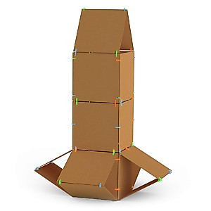 Atwood Toys Box Lox 80 pcs Creative Cardboard Building kit - Construction Toys for Girls and Boys Educational STEM Building Alternative to Building Blocks Toy (Blue)