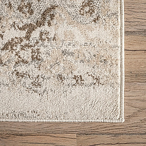 nuLOOM Freja Floral & Paisley 2x12 Runner Rug for Living Room Bedroom Dining Room Entryway Hallway Kitchen, Beige/Ivory
