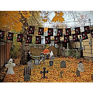 Scream Ghost No You Hang Up First Halloween Banner Pennant Flags Bunting Creepy Halloween String Ghostface Flags Halloween Banner Horror Indoor Outdoor Hanging Decorations Halloween Party Supplies