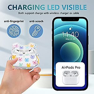 Cute AirPod Pro Cases Korea Funny 3D Bear Design with Coloful Round Bead Bracelet Clear Soft Protective Cover Compatiable with AirPods Pro for Women and Girls