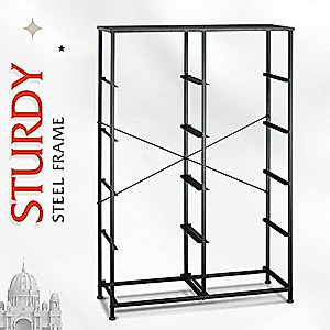 WLIVE 10-Drawer Dresser, Fabric Storage Tower for Bedroom, Hallway, Nursery, Closets, Tall Chest Organizer Unit with Textured Print Fabric Bins, Steel Frame, Wood Top, Easy Pull Handle, Dark Grey