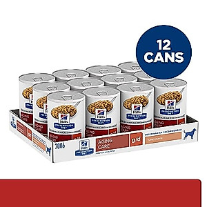 Hill's Prescription Diet g/d Aging Care Turkey Flavor Wet Dog Food, Veterinary Diet, 13 oz. Cans, 12-Pack