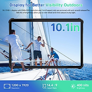OUKITEL RT6 10.1in 20000mAH/77WH Android13 Tablet,14GB+256GB(1TB) 1200×1920 FHD+ Rugged Tablet,16MP+16MP Camera 8-core 4G LTE Waterproof Tablet/33W Fast Charging/OTG/Reverse Charge/T-Mobile/Wi-Fi
