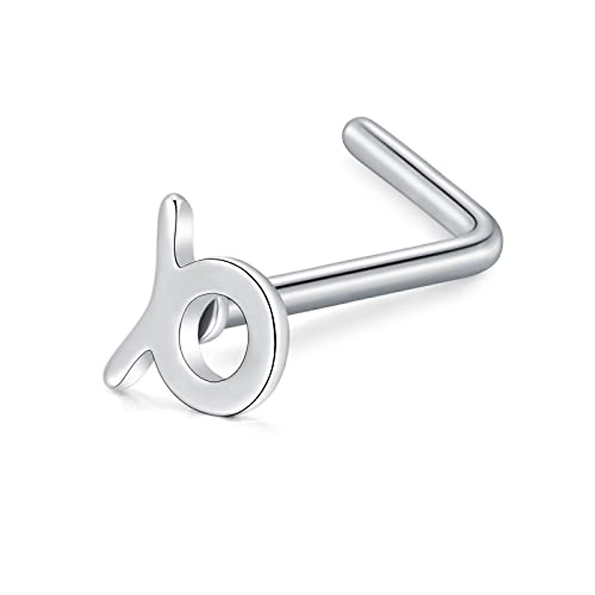 D.Bella Nose Studs - Surgical Steel L-Shaped Nose Ring, 20G, Taurus