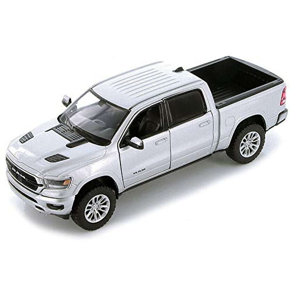 2019 RAM 1500 Laramie Crew Cab Pickup Truck Silver 1/24 Diecast Model Car by Motormax 79357