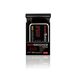 MANGROOMER Biz Wipes Flushable Moist Personal Wipes Engineered for Men, Executive Scent, 50 Wipes (Pack of 6), 300 Count