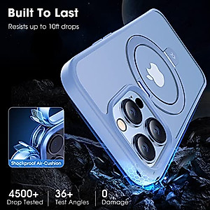 CASEKOO for iPhone 13 Pro Max Case with Magnetic Invisible Stand [Military Drop Protection] [Compatible with MagSafe] Shockproof Slim Translucent Matte Phone Cases for Men Women 6.7 Inch 2021, Blue