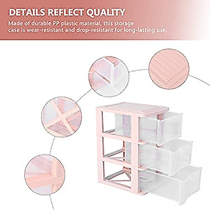 DOITOOL Three- Layer Storage Drawers- Transparent Plastic Drawers Organizer- Multifunction Plastic Drawers Kitchen Pantry Storage Cabinet for Kitchen, Bathroom, Vanity, Desk ( Pink )