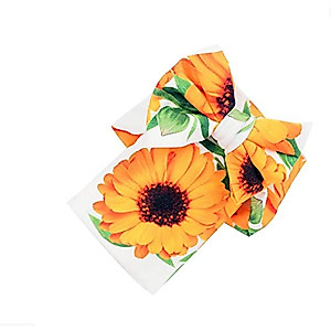 Thorn Tree Newborn Baby Girl Receiving Blankets Infant Baby Sunflower Swaddling+Bowknot Headbands 2Pcs for Cute Baby (0-3 Months,White Baby Wrap Blanket)