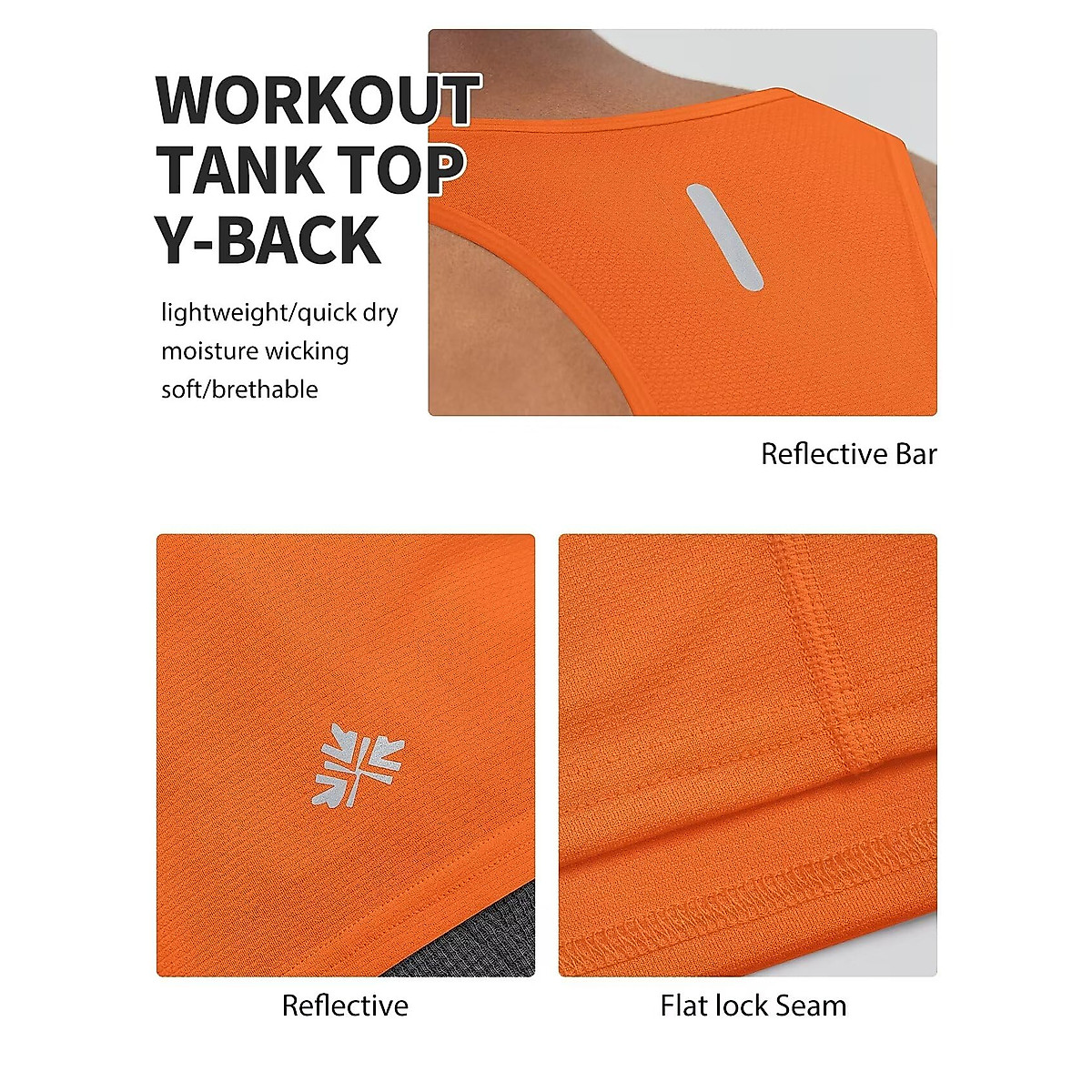 Zengjo Mens Running Tank Top(Orange,M)