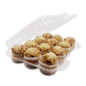 4U'LIFE (Mini Cupcake 12 Compartment Crystal Clear Dome Lid Hinged Cupcake carrier, Packaging Transporter, Cupcake Trays, Cupcake Holders-Pack of 10