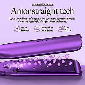 Milano by Laurenza Hair Straightener and Curler 2 in 1, SuperMax Design 8.5 Inch² Extra-Large 3D Floating Ceramic Flat Iron, Dual Voltage Straightening Irons with 20 Million cm³ Anion Outlet (Purple)