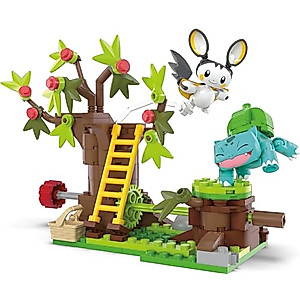 Mega Pokémon Building Toys Set Emolga and Bulbasaur’s Charming Woods with 194 Pieces, 2 Poseable Characters and Motion, for Kids